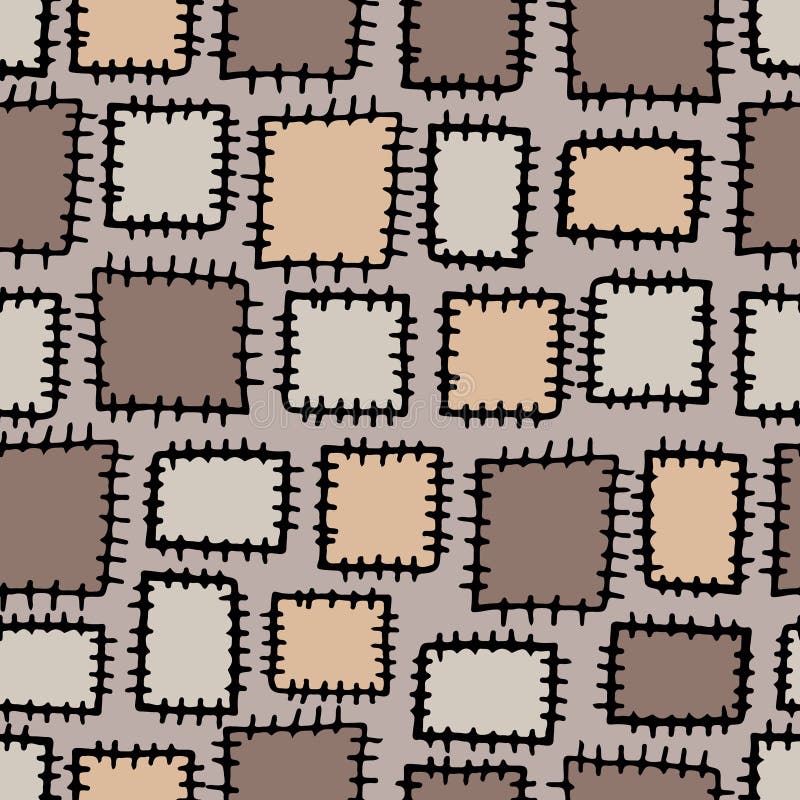 Textile Patches Seamless Pattern in a Dark Brown Colors Stock Vector ...