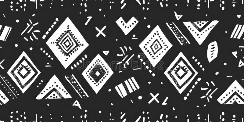 Textile Pattern with Geometric Shapes in Blackandwhite on a Grey ...