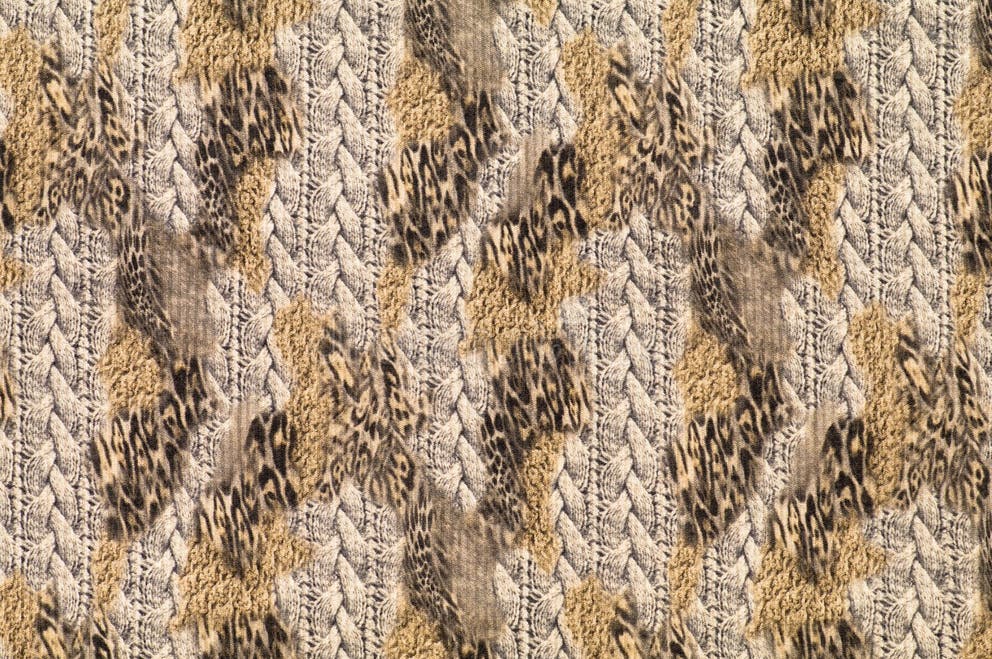 Textile with Patterns of Leopard and Braids Stock Image - Image of ...