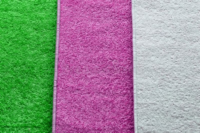 Textile Pile Mats of Different Colors. Front View, Indoors Horizontal ...