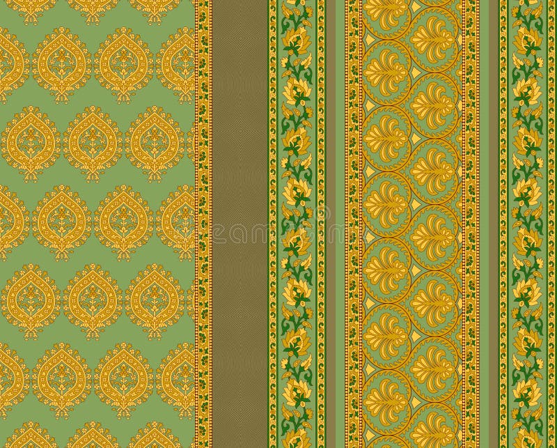 Textile Print Border Pattern Stock Illustration - Illustration of ...
