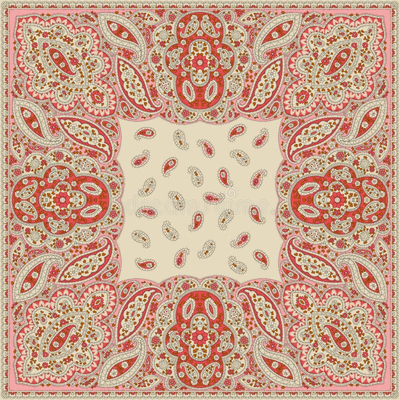 Textile Print Colorful Scarf Design Stock Illustration - Illustration ...