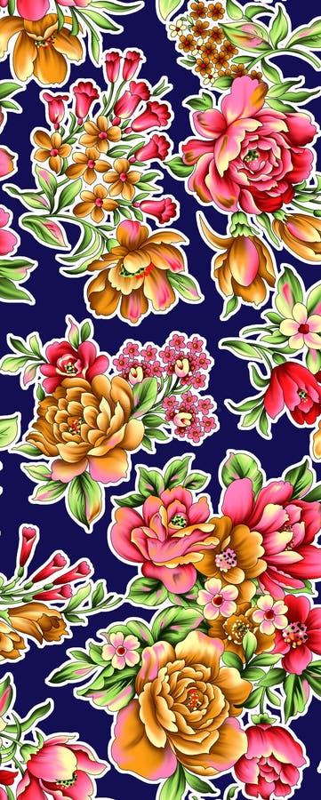 Colorful Flower Print Design Stock Illustration - Illustration of print ...