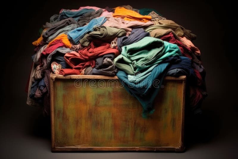 Textile Recycling: Old Clothes Folded in a Box Stock Illustration ...