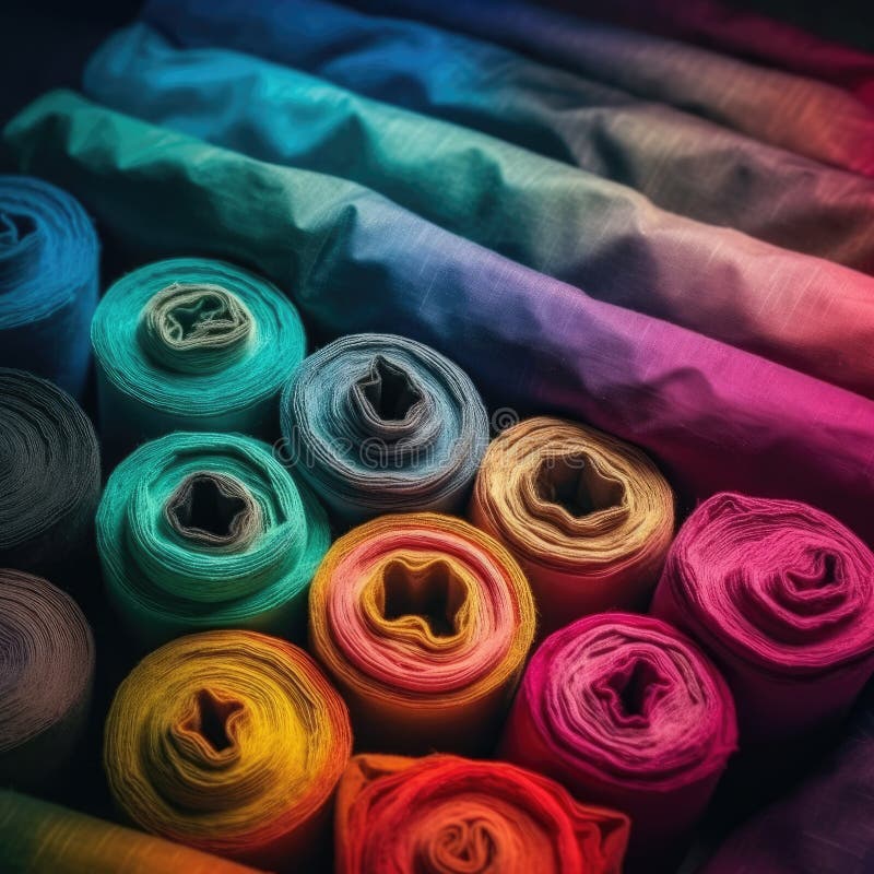 Textile Rolls Scrolls Pattern Rainbow Colorful Poster Background Wall ...