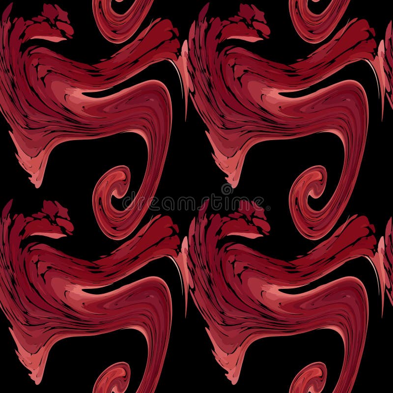 Textile Seamless Pattern of Red Abstract Waves and Swirls Stock ...