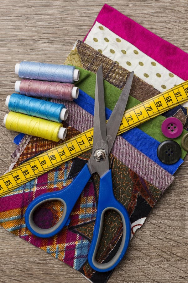 Sewing Items on Floral Cloth Stock Image - Image of detail, needle ...