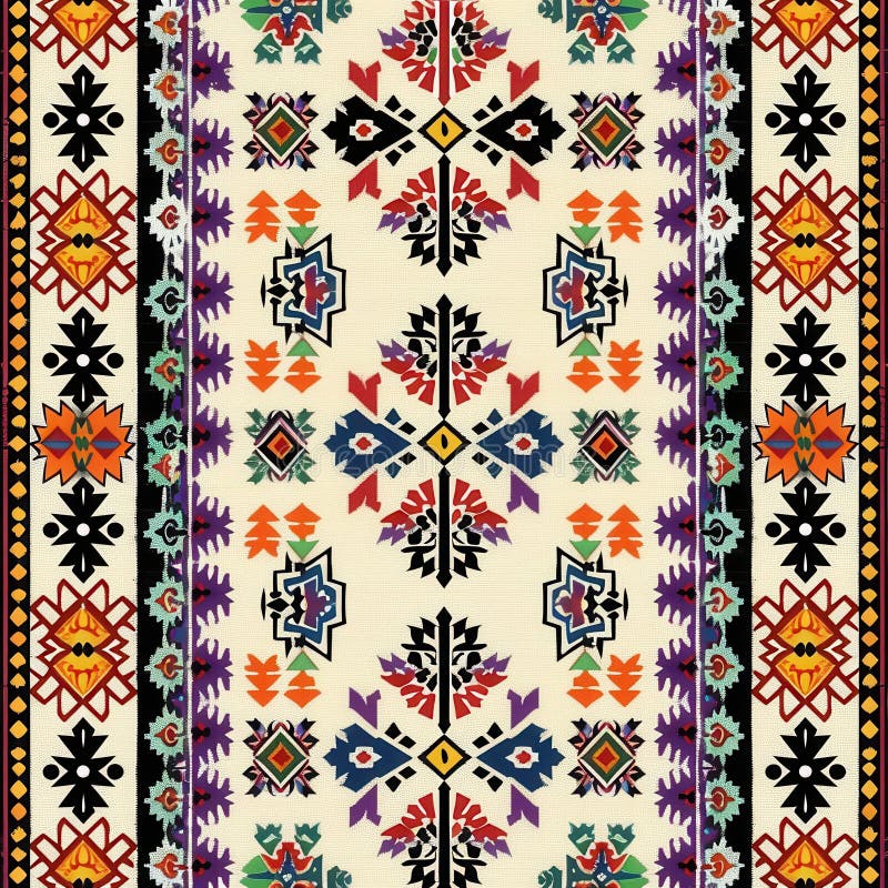 This Textile Showcases a Rich Array of Colorful Patterns, Blending ...
