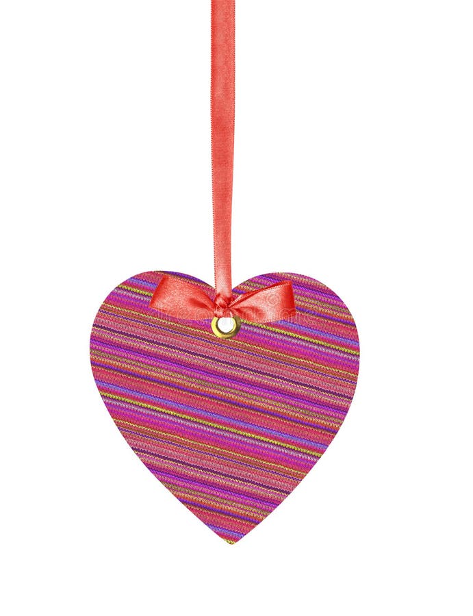 Textile Tag Label Heart with Ribbon Bow Isolated Stock Photo - Image of ...