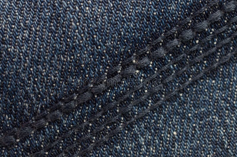 Textile Texture of Blue Jeans with Orange Stitching. Stock Photo ...