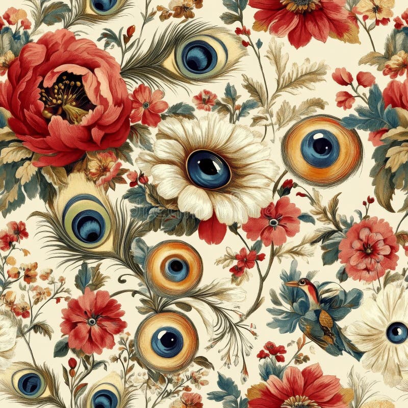 A Textile or Wallpaper Pattern with a Traditional Floral Theme ...