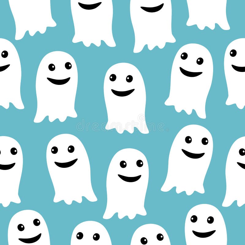 Halloween Vector Seamless Pattern with Funny Ghosts Stock Vector ...