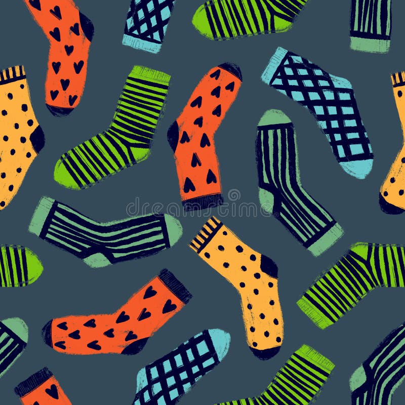 Seamless Pattern with Bright Warm Patterned Socks Stock Illustration ...