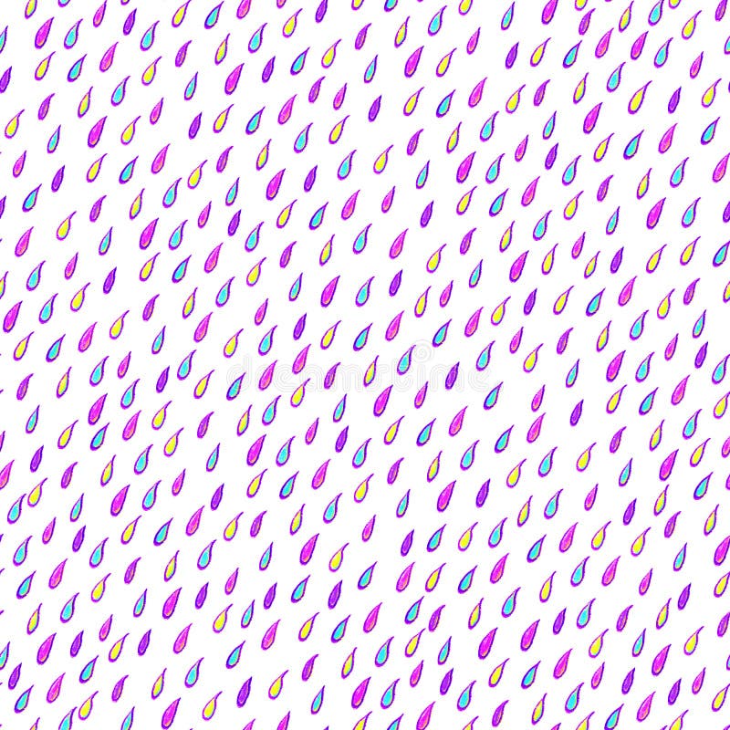 Seamless Pattern with Hand Drawn Colorful Raindrops Stock Illustration ...