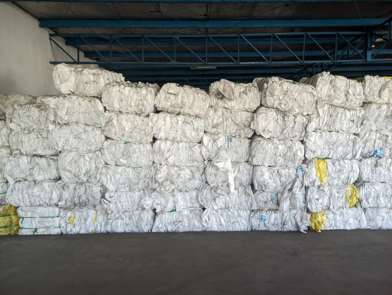 Textile Waste Plastic Bags Ready To Be Sold and Reprocessed Stock Image ...