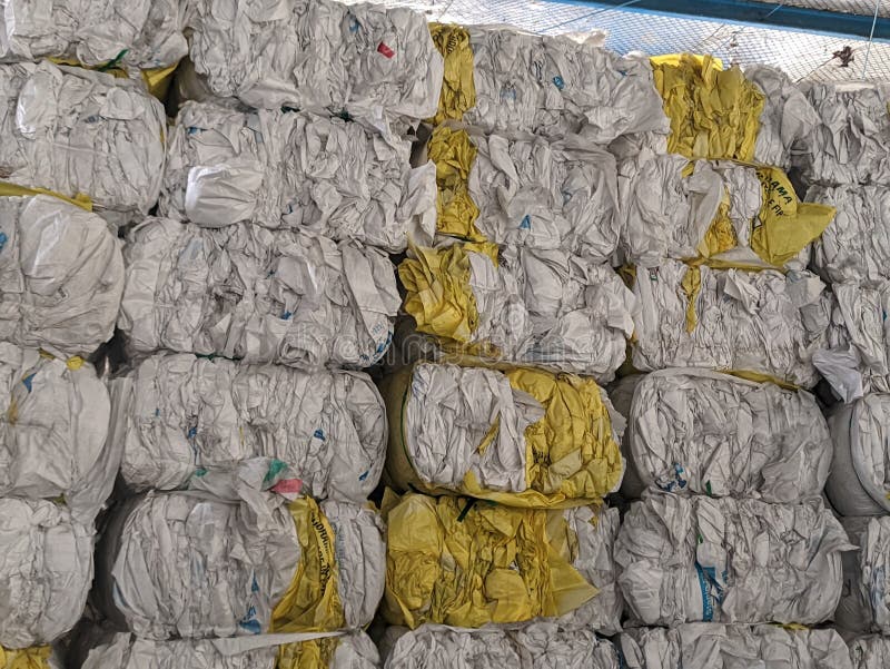 Textile Waste Plastic Bags Ready To Be Sold and Reprocessed Stock Image ...