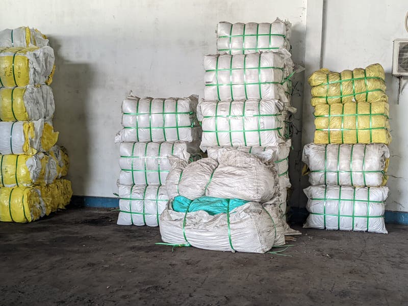 Textile Waste Plastic Bags Ready To Be Sold and Reprocessed Stock Image ...