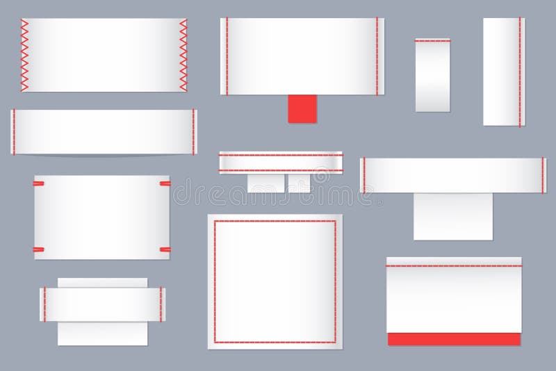 Textile White Labels for Clothes. Fabric Tags Templates. Wrong Side ...