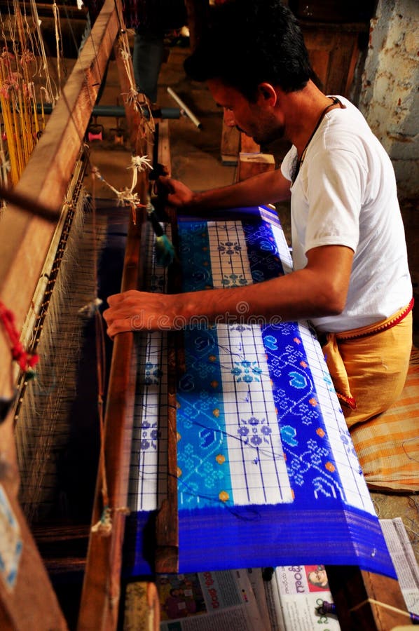 Textile Worker Weaving Pochampally Clothes Editorial Stock Image ...