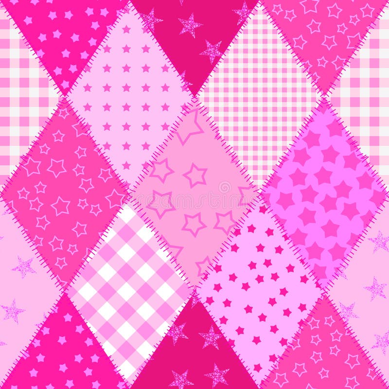 Textille Patchwork Pattern. Pink Pattern in Barbie Style. Seamless ...