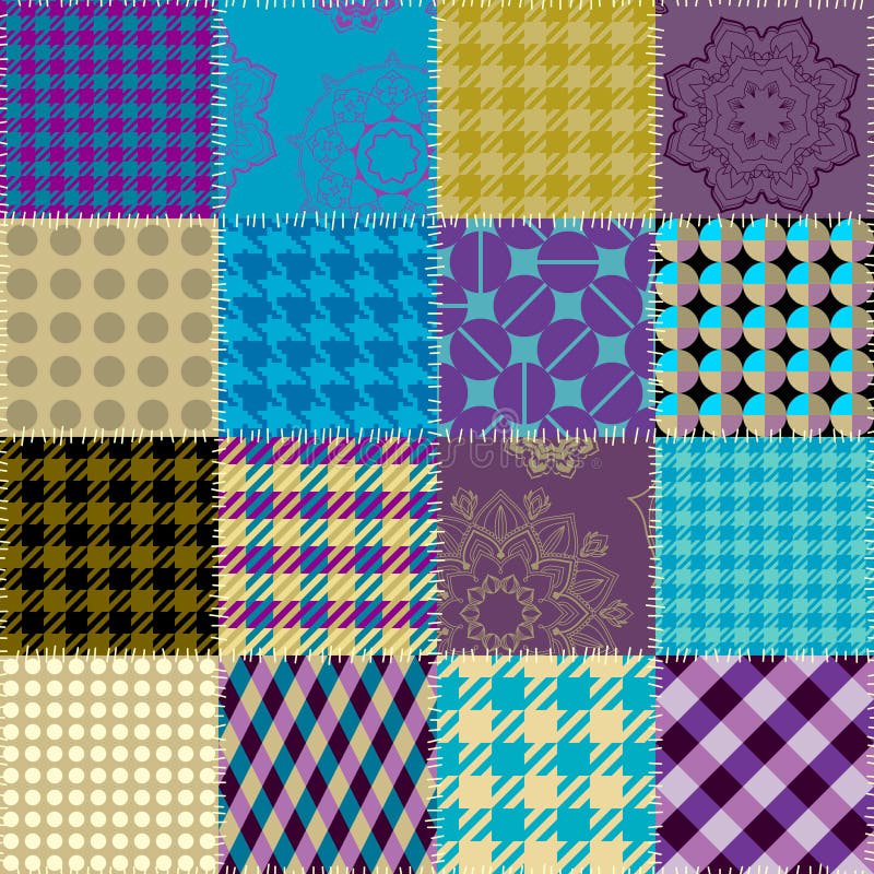 Textille Patchwork Pattern. Seamless Vector Image. Gingham Plaid ...