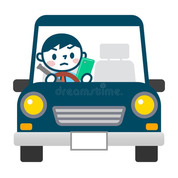 Texting while driving stock vector. Illustration of encounter - 79761184