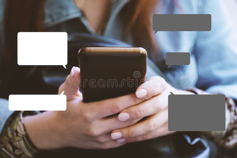 Texting or Instant Messaging on Smartphone Mobile Phone Stock Photo ...