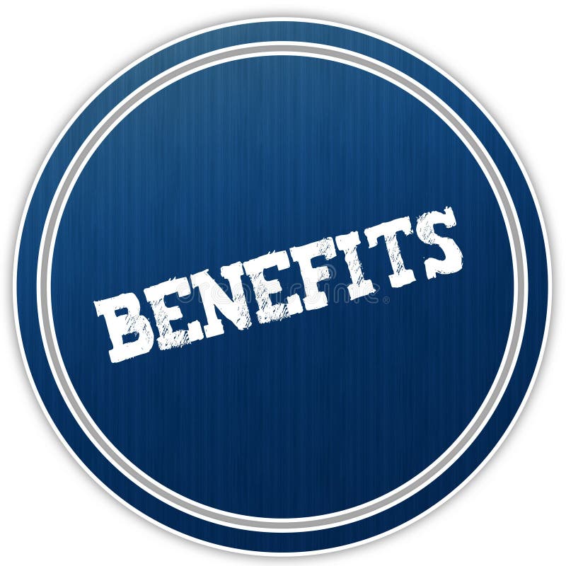 Texto Apenado VENTAJAS En Insignia Redonda Azul Stock de ilustración ...