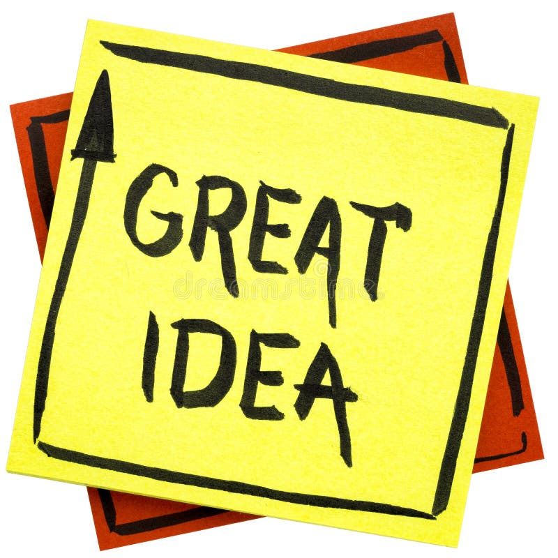 Texto De La Gran Idea En Nota Pegajosa Imagen de archivo - Imagen de ...