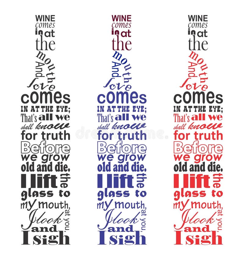 Texto Del Poema Del Vino En La Forma De La Botella Ilustración del ...