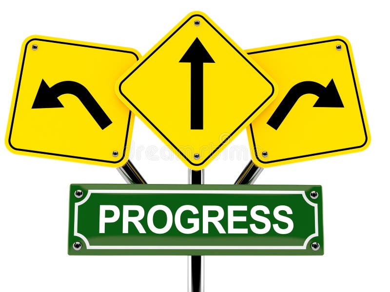 Texto Del Progreso Con La Flecha Verde Stock de ilustración ...