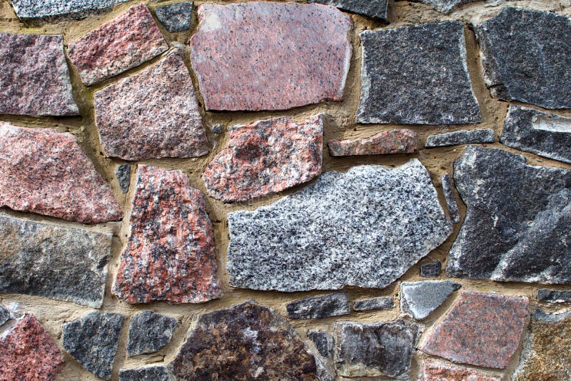 Textura De Parede De Pedra Pedras Cinzentas E Granitas Vermelhas