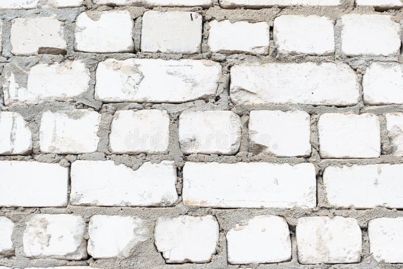 Textura De Uma Velha Parede Branca De Tijolos Com Argamassa De Cimento