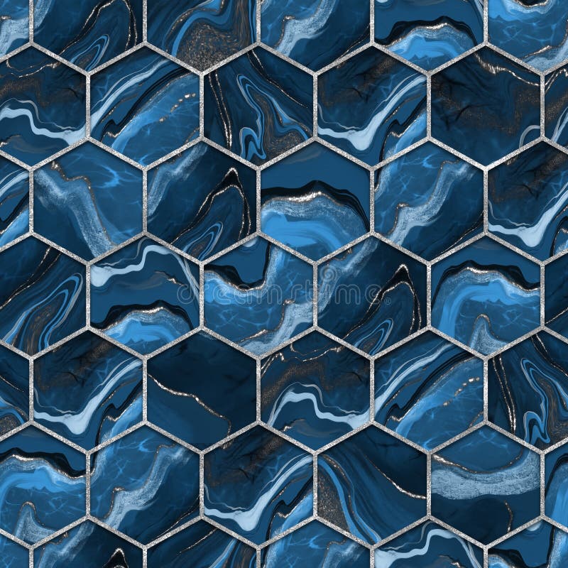 Textura Transparente Hexagonal Azul Con Plata. Fondo Abstracto Imagen ...