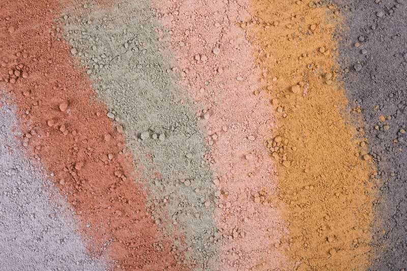 Textural Gradient from Different Cosmetic Clay Powders Stock Photo ...