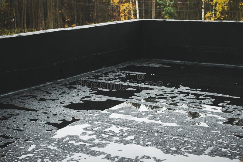 Textural Image of a Wet Roof Covering Stock Image - Image of closeup ...