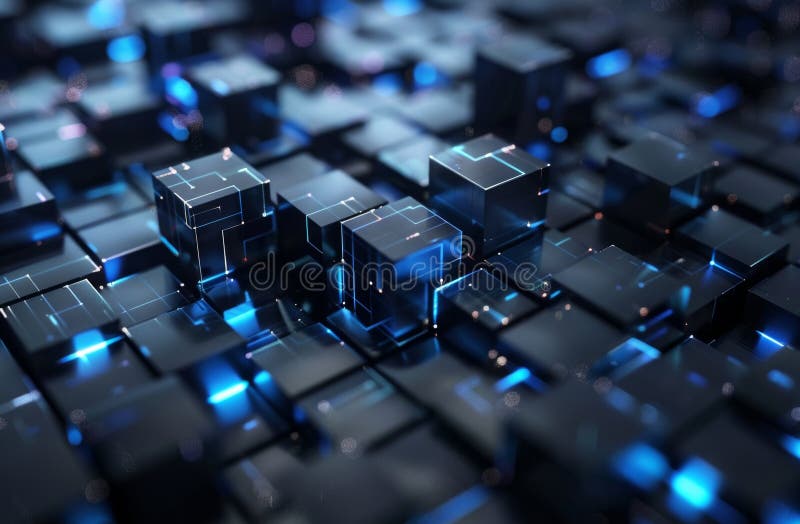 The Texture is an Abstract Rendering of a 3D Surface with Random Cubes ...