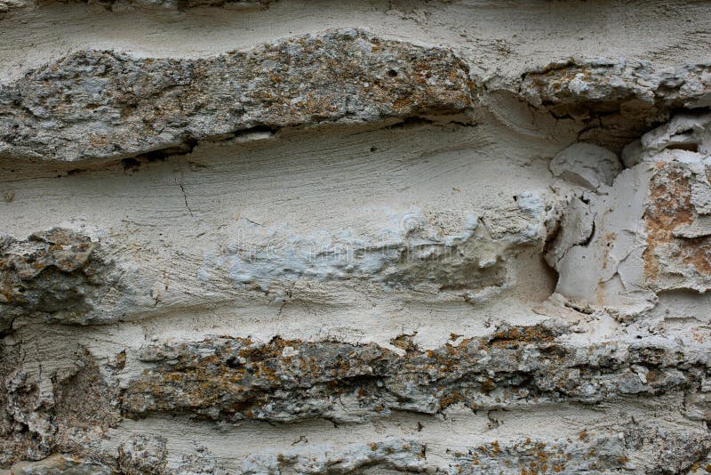 Texture of an Ancient Limestone Wall with Cement Stock Image - Image of ...