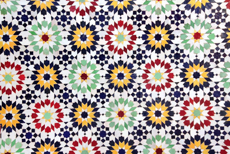 Texture of Ancient Wall with Moroccan Ceramic Mosaic with Geometric ...