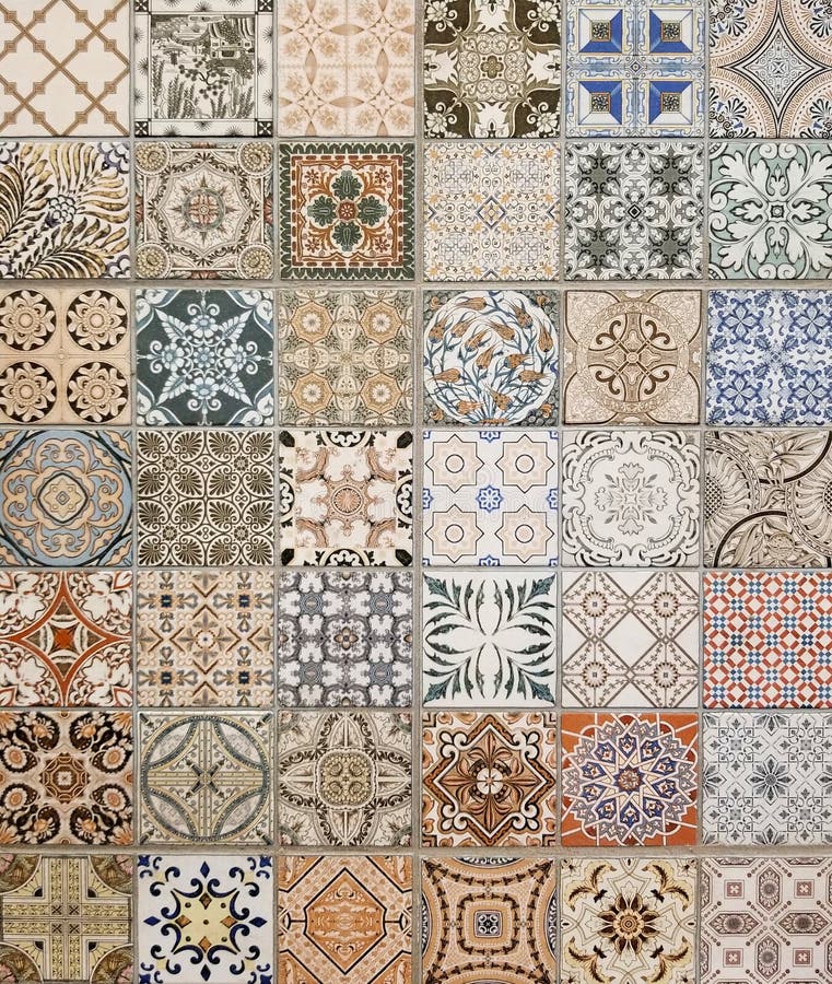 Texture - Array of Colorful Mediterranean Style Square Tiles Stock ...