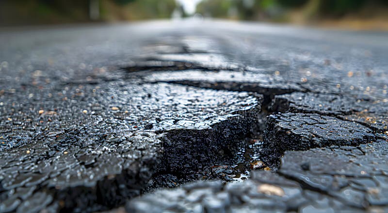 Texture of Asphalt Road with Cracks Stock Photo - Image of material ...
