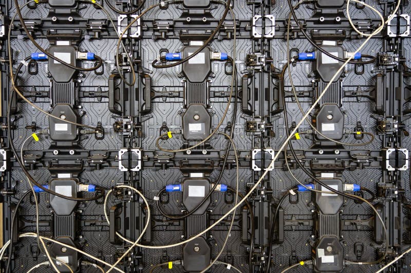Texture of Back View Panels. Power Input and Output Wire and Data Input ...