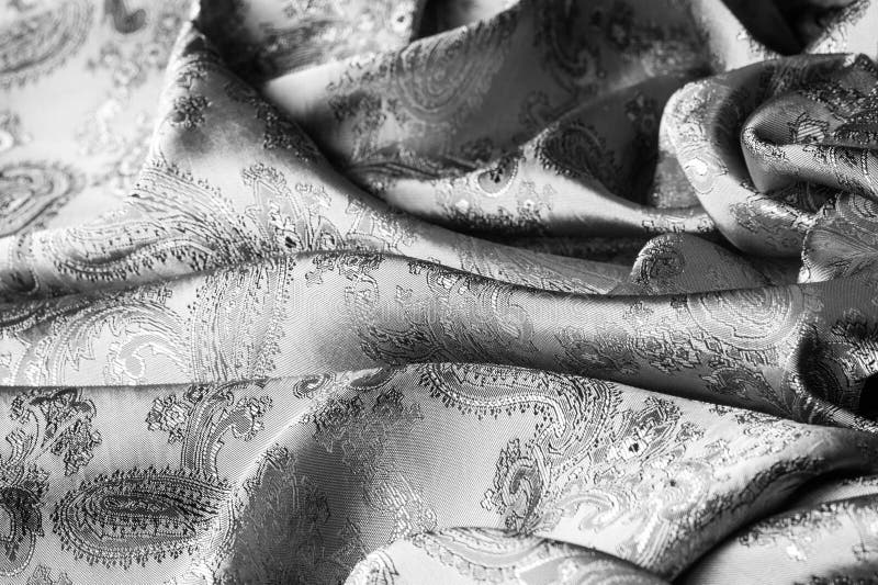 Texture, Background, Black Steel Gray Fabric with a Paisley Pattern ...