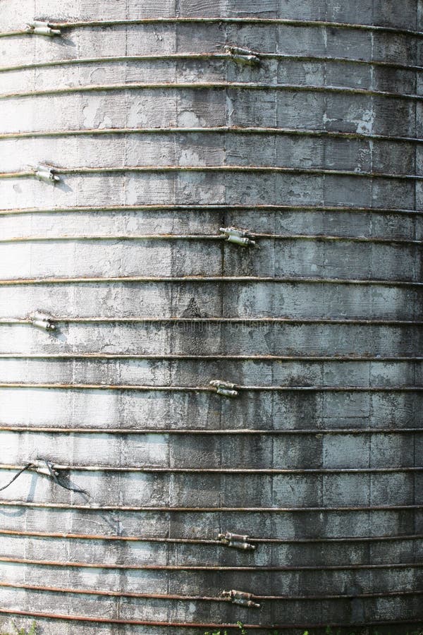 Texture Background of Concrete Silo with Metal Strapping Stock Photo ...
