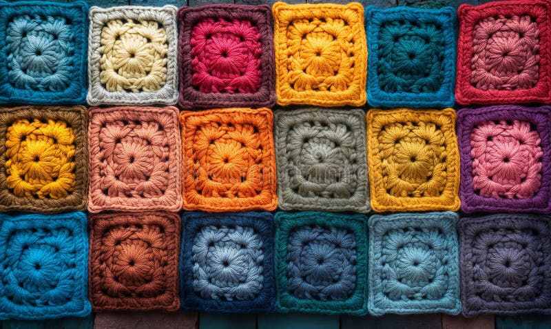 Texture Background from a Crochet Granny Square Pattern. Stock Photo ...