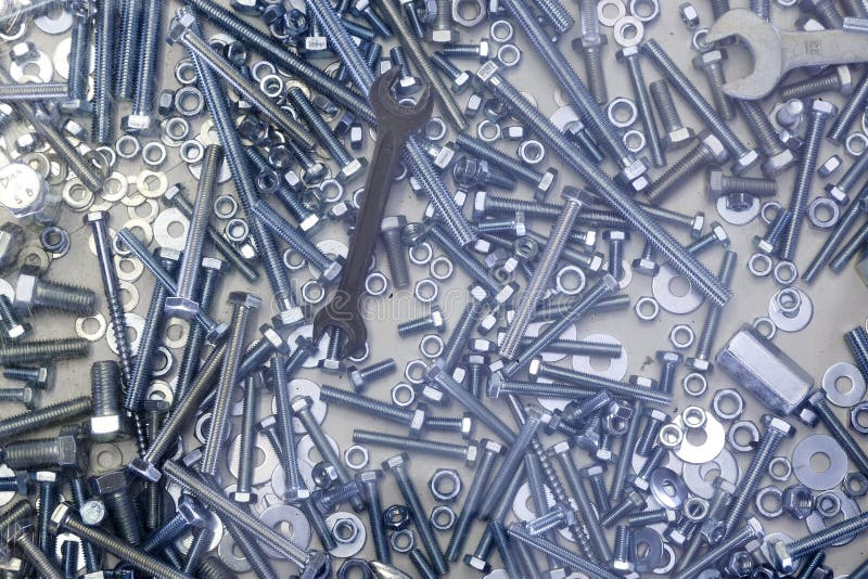 Texture Background of Custom Hex Head Bolt and Wrench Thread on Tray ...