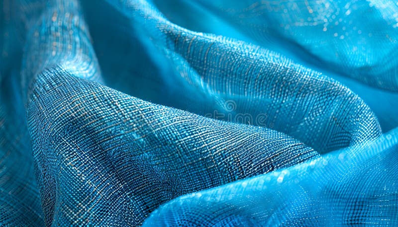 Texture, Background, the Fabric Has a Bright Blue, Aqua, Azure Color ...