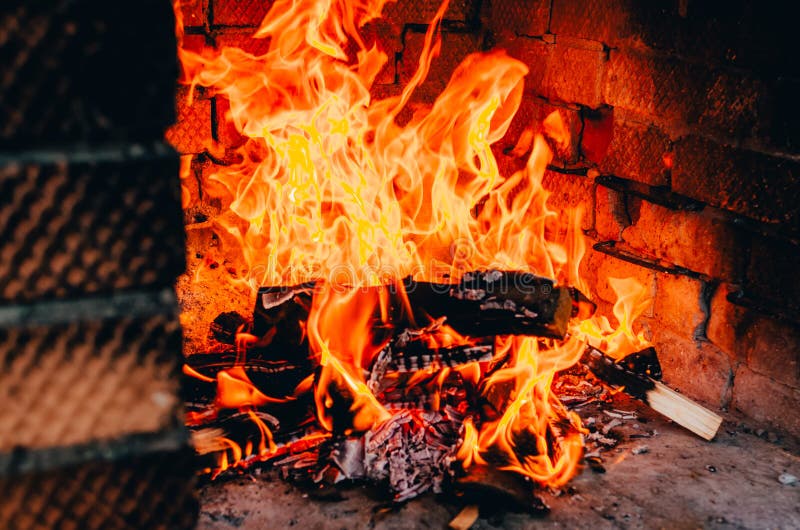 Fire flame in furnace stock photo. Image of beautiful - 166329704