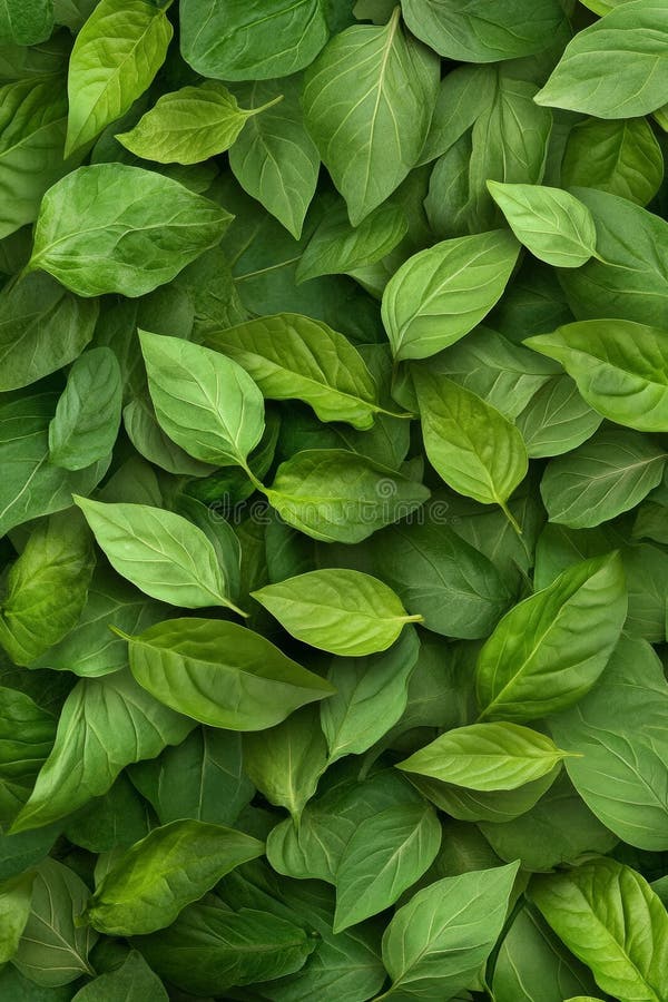 A Texture Background with Many Fresh Basil Leaves, a Pattern with ...