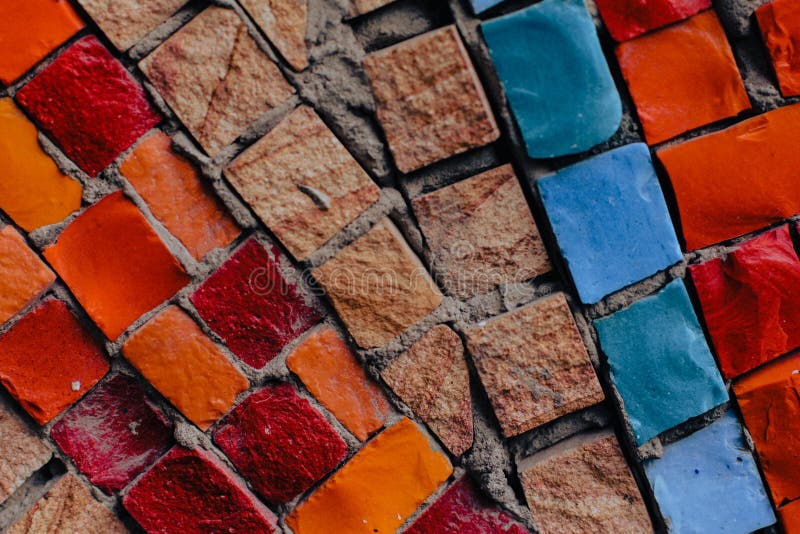 Texture Background of Mosaic Multi Colored Stones on the Wall. Stock ...